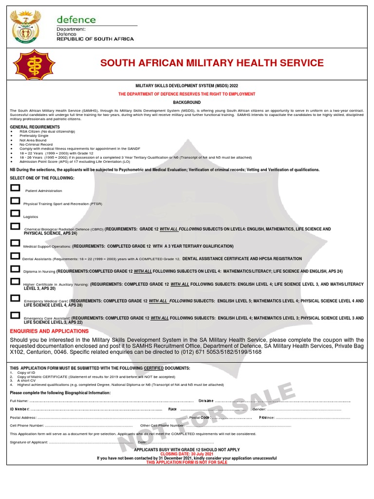SAMHS Application Form 2022 Intake | PDF | Health Care