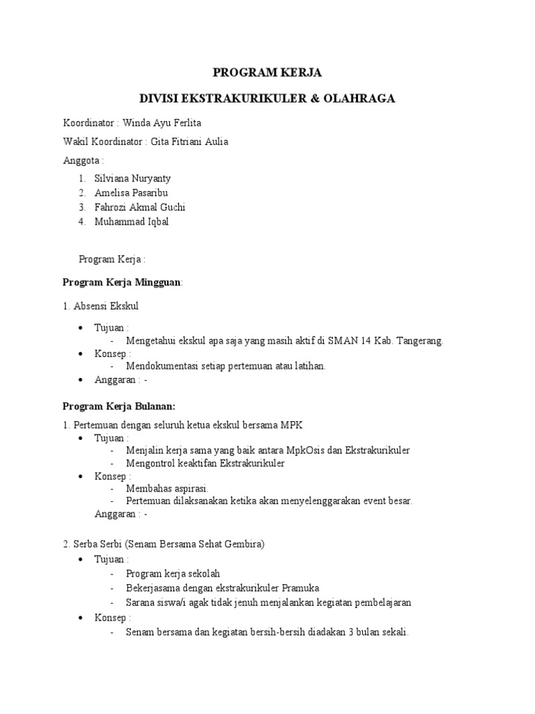 PROKER DIVISI EKSOR-2 | PDF