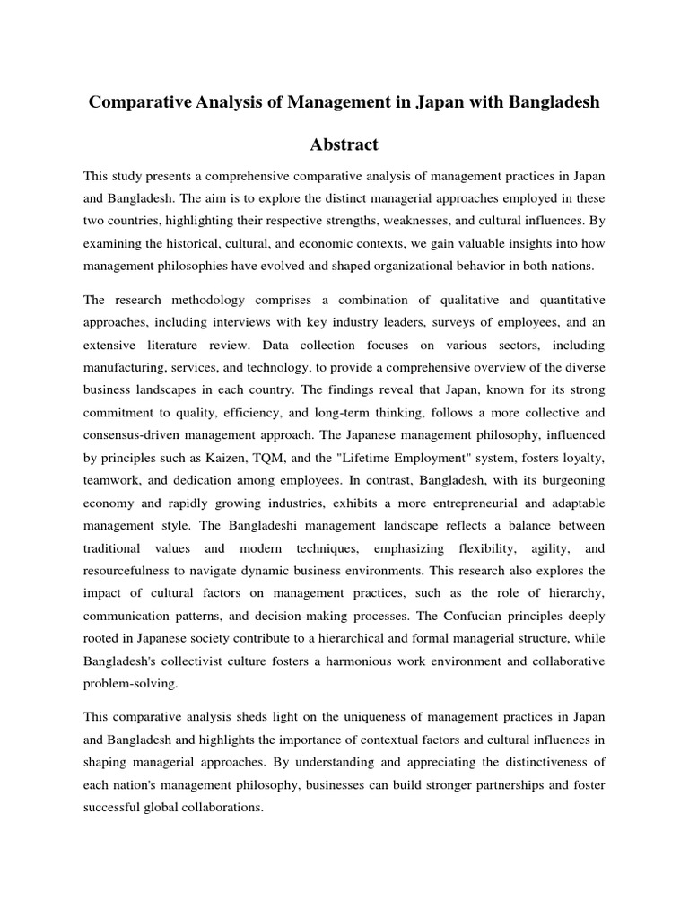 Comparative Analysis of Management in Japan With Bangladesh (28-7) | PDF