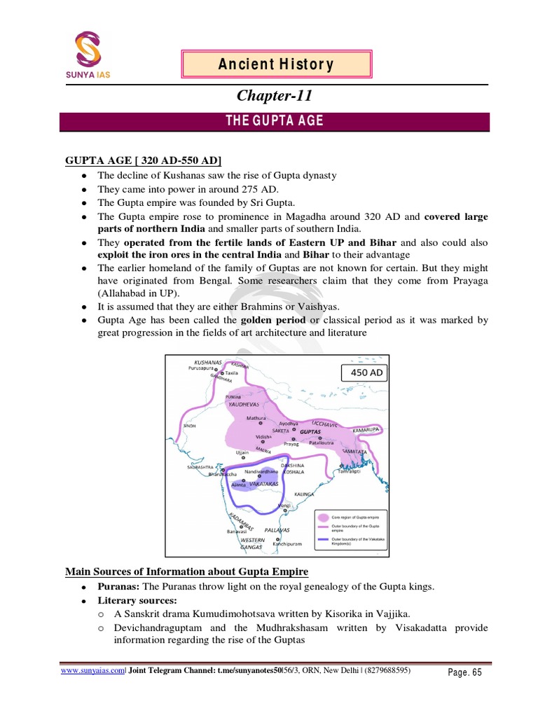 AH - Gupta Age - Prelims Static Notes - SAMPLE - Sunya IAS | PDF
