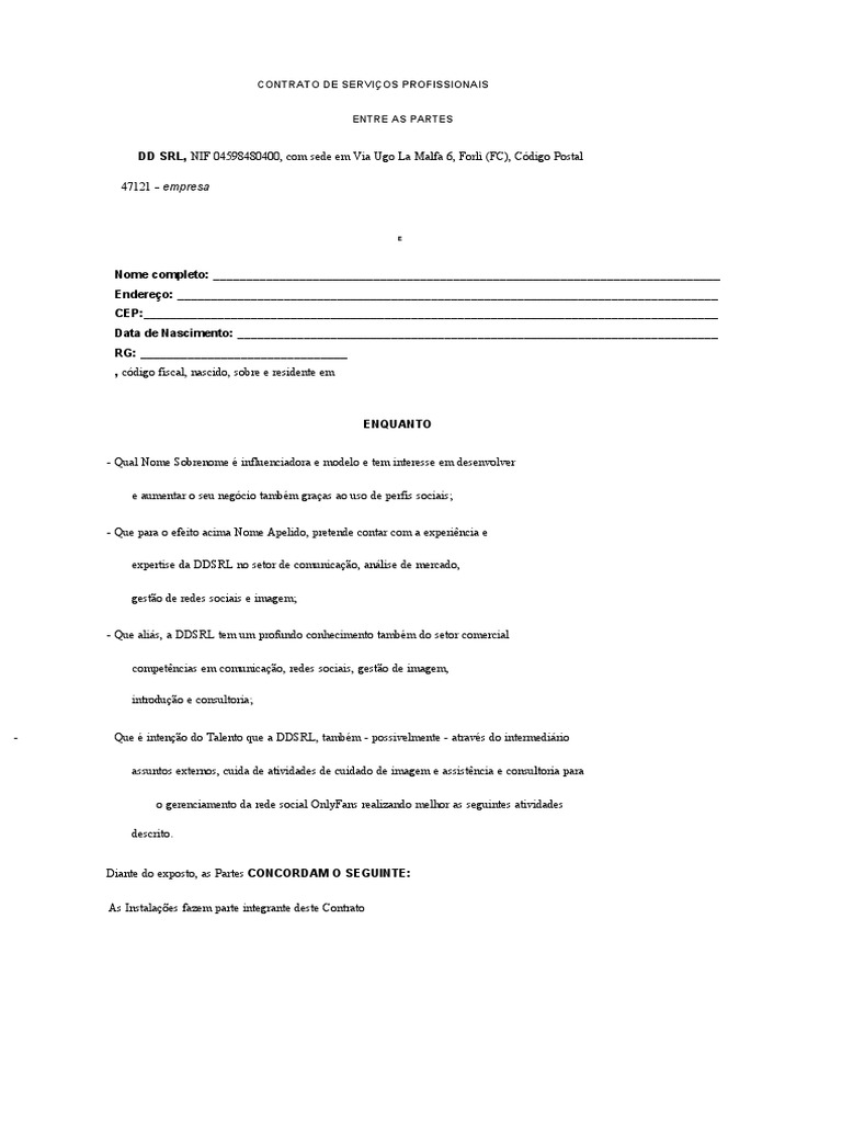 Contratto OnlyFans - DD Srl - Bozza Italiana (2) | PDF