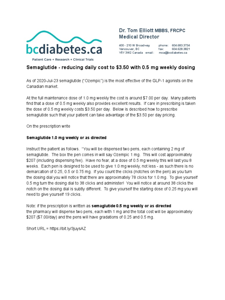 Semaglutide-05-mg-weekly-dosing-265day | PDF