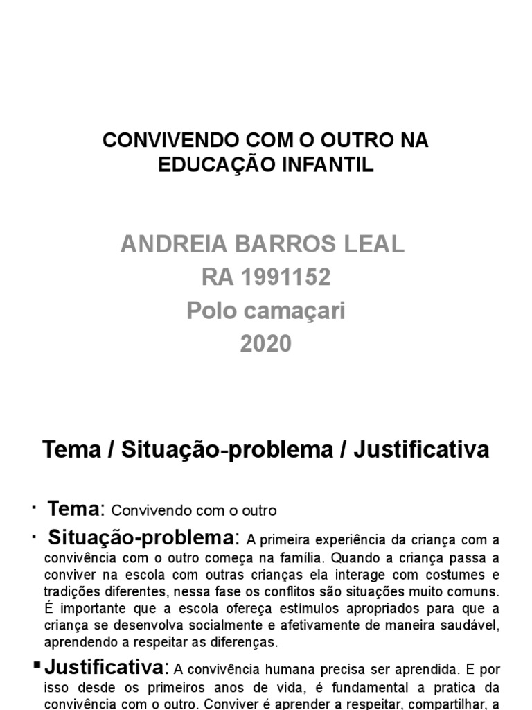 Convivendo com o outro na educação infantil (1) | PDF