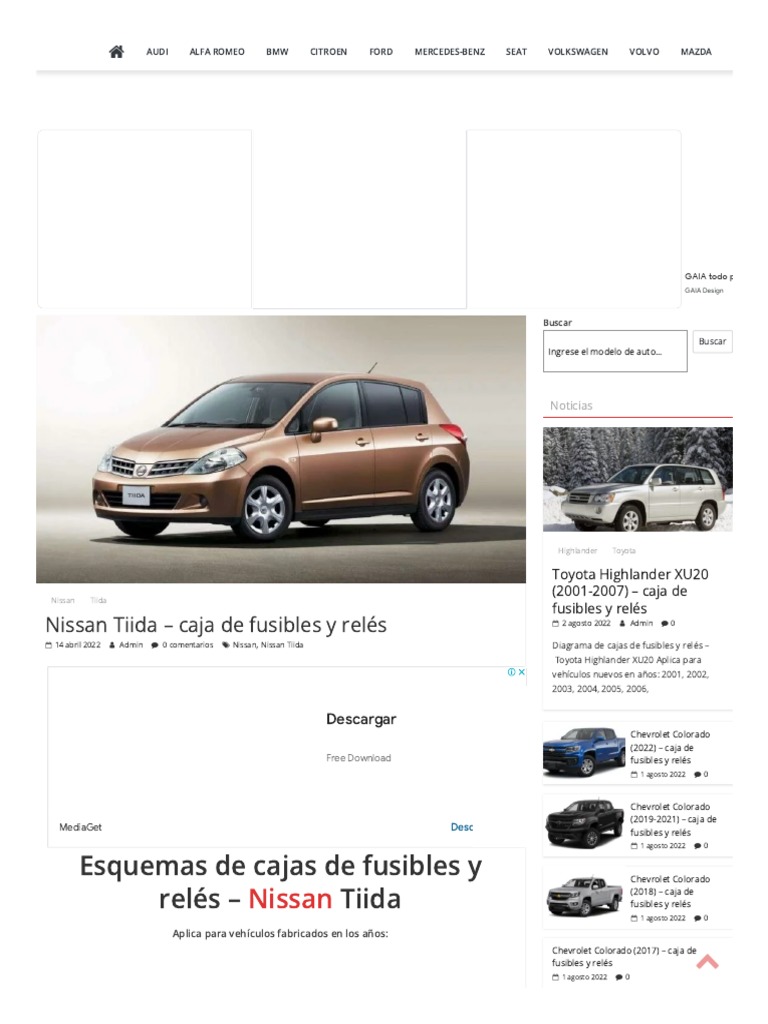 Nissan Tiida - Caja de Fusibles y Relés - Esquema Fusibles Diagrama | PDF | Relé | Vehículos