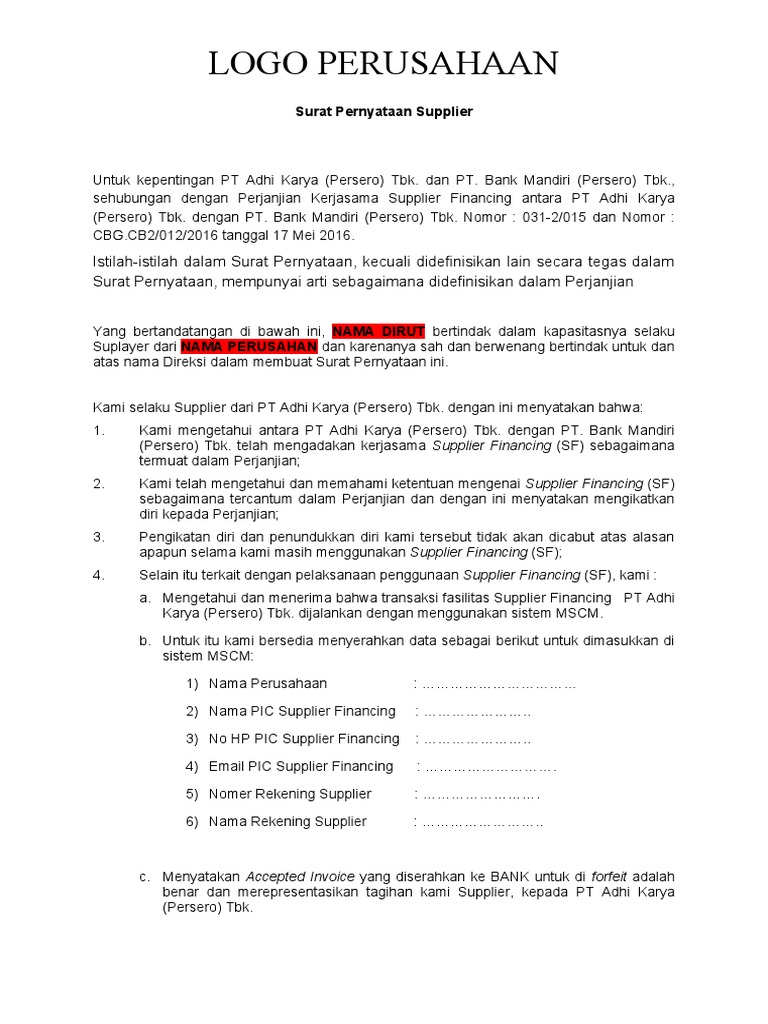 1.form Permohonan Forfaiting Bank Mandiri | PDF | Pengelolaan Keuangan ...