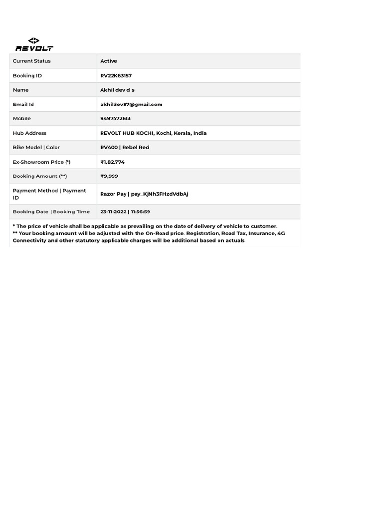 Receipt Booking | PDF