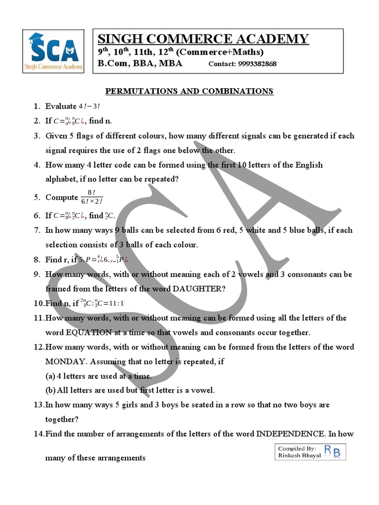 Permutations and Combinations | PDF