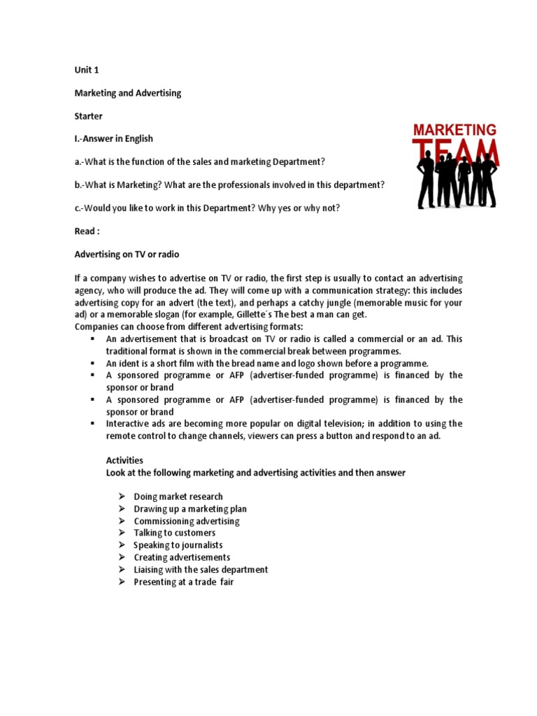 Marketing and Advertising Basics | PDF | Advertising | Television ...