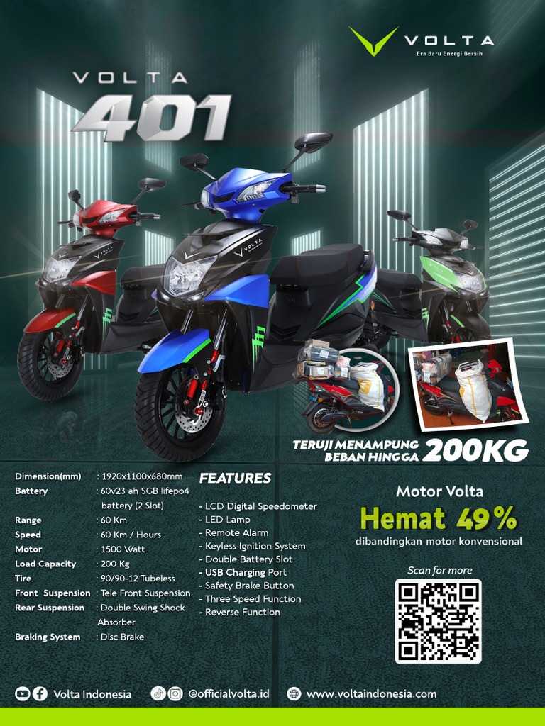 Volta 401 Electric Motorcycle Specs | PDF
