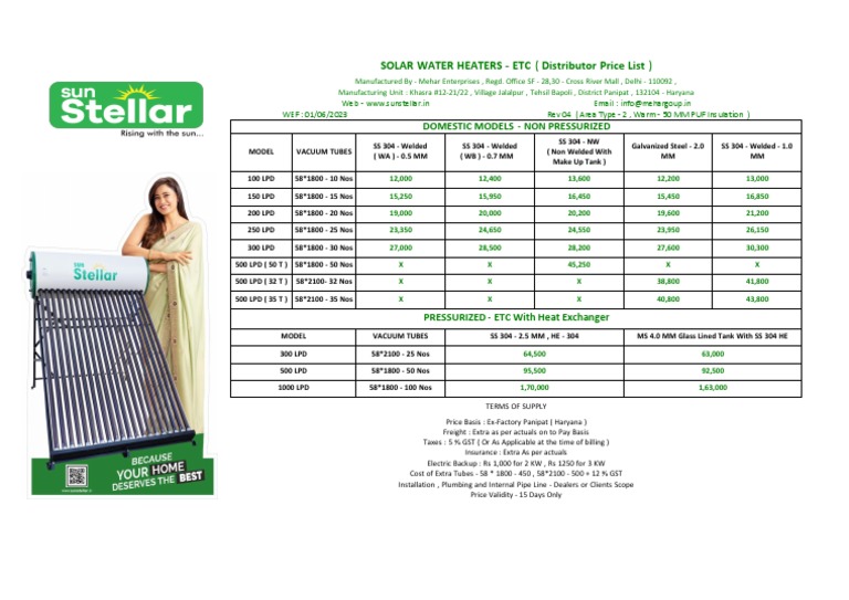 SWH - Distributor Price List 50 MM June 2023 | PDF
