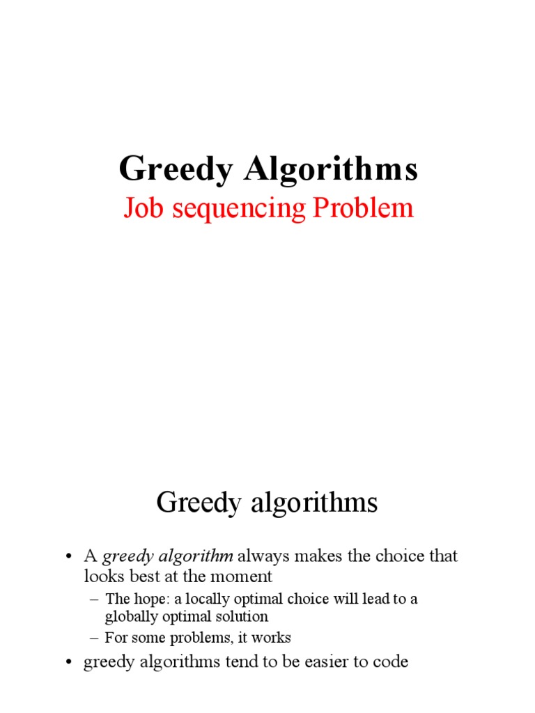 Job Sequencing with Greedy Algorithms | PDF | Computers