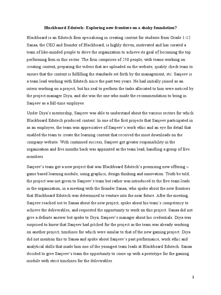 Blackboard Edutech - Exploring New Frontiers On A Shaky Foundation | PDF