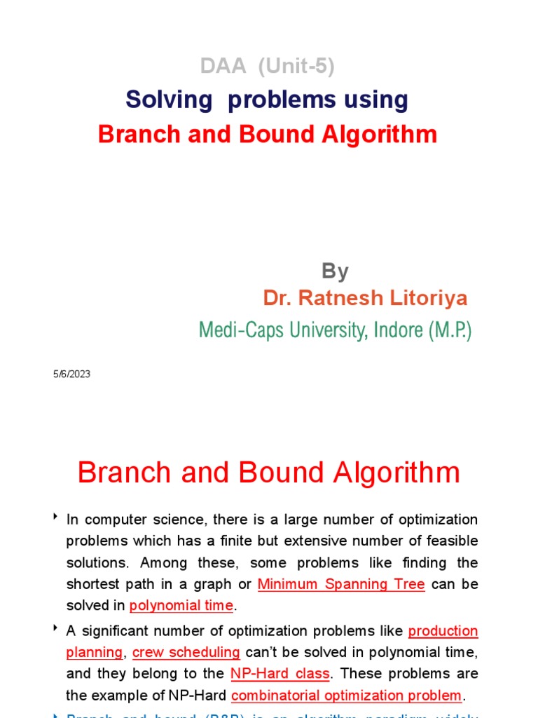 L26 Travelling Salesman Problem Using B and B | PDF | Time Complexity ...