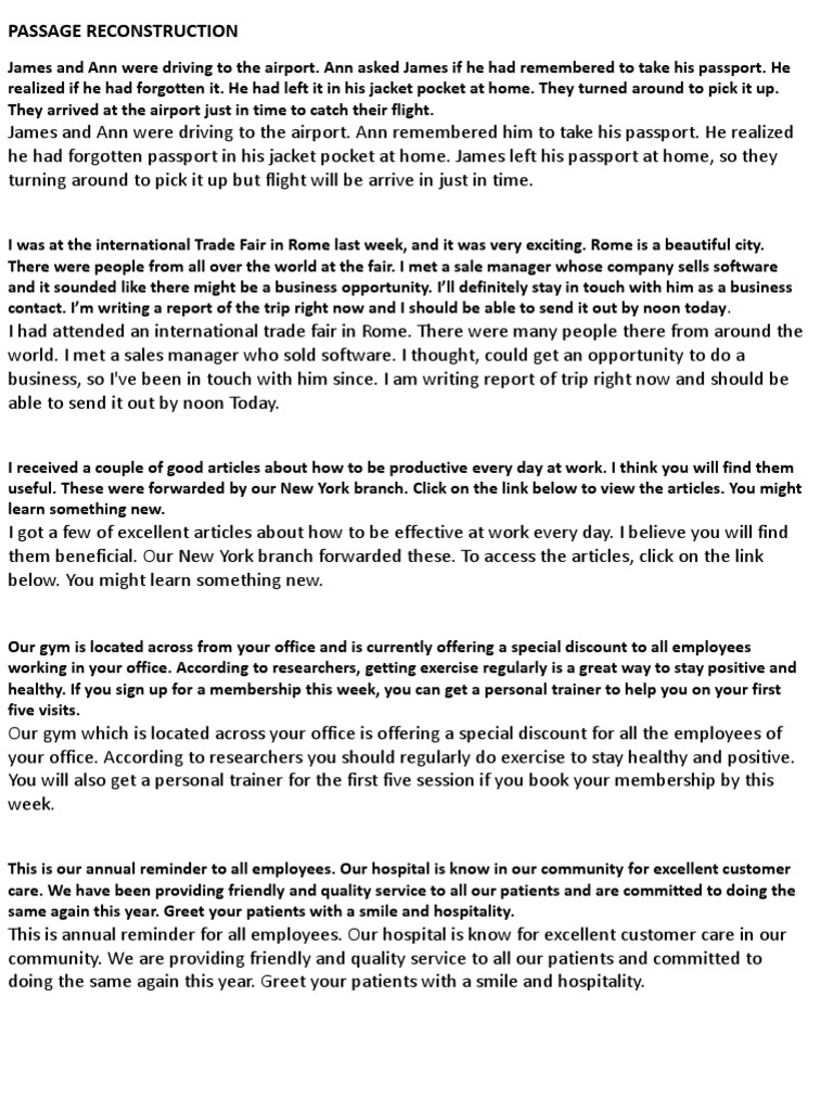 Passage Reconstruction | PDF
