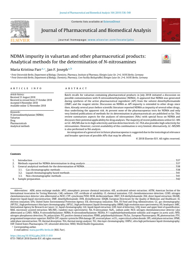 NDMA Detection in Pharmaceuticals | PDF | Gas Chromatography | High Performance Liquid ...