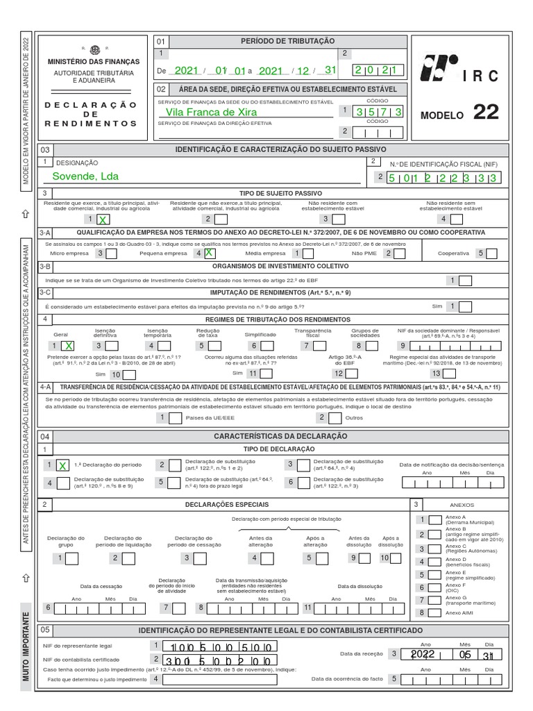 Modelo 22 22025 FT2 PREENCHIMENTO | PDF