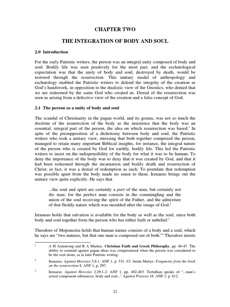 Body and Soul in Patristic Thought | PDF | Philosophy