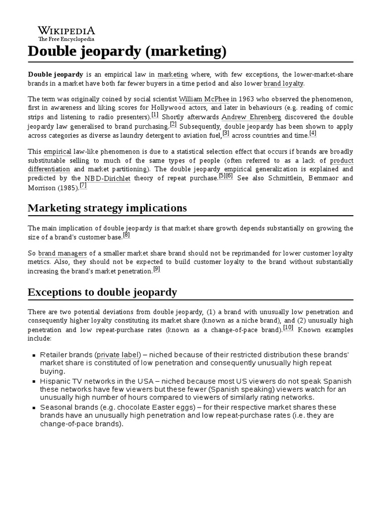 Double Jeopardy (Marketing) | PDF