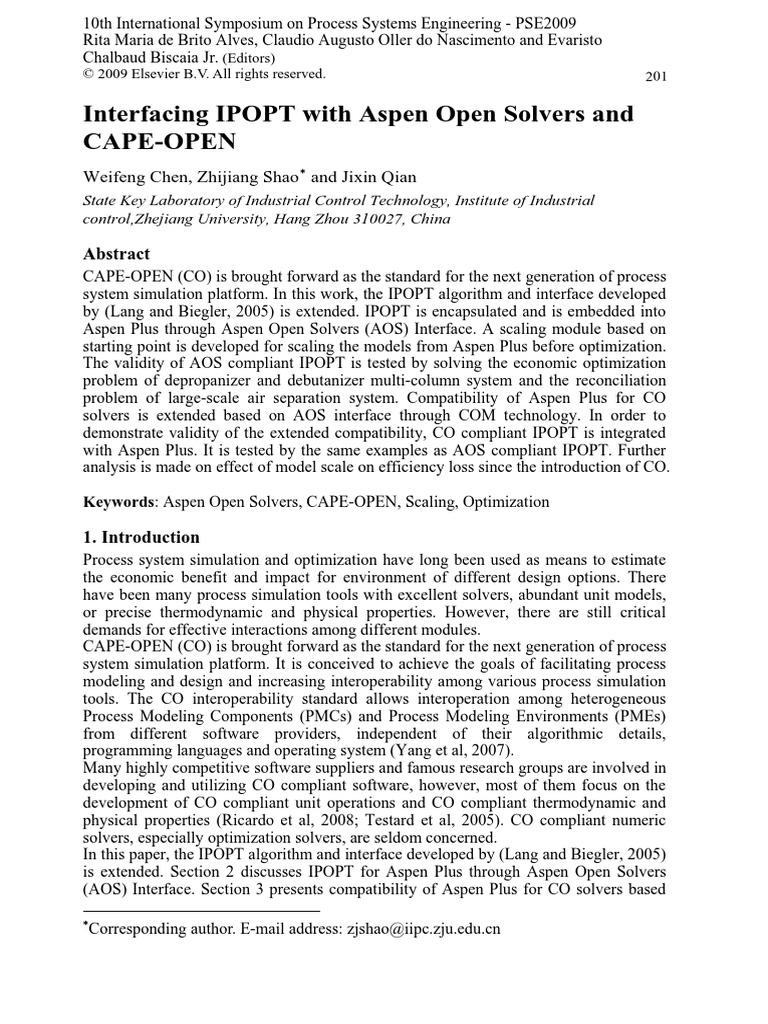 Interfacing IPOPT With Aspen Open Solvers and CAPE-OPEN | PDF | Computing | Computer Programming