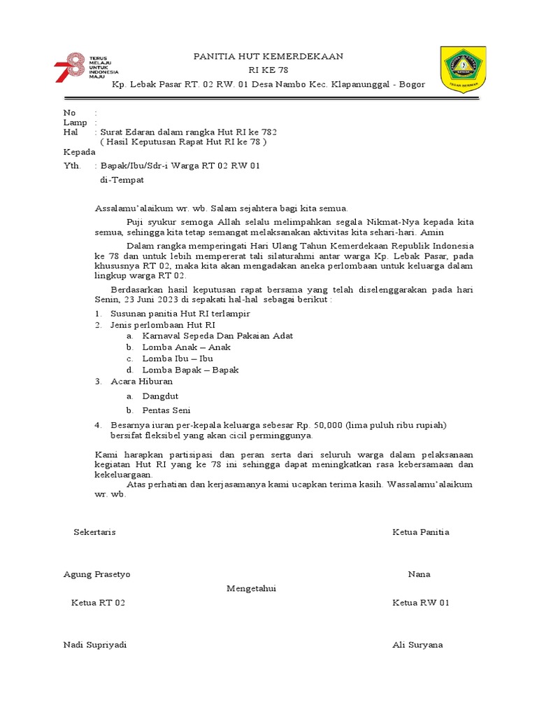 Surat Edaran Iuran | PDF