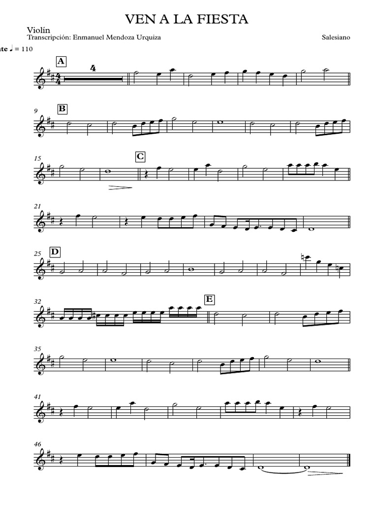 VEN A LA FIESTA - Violín | PDF