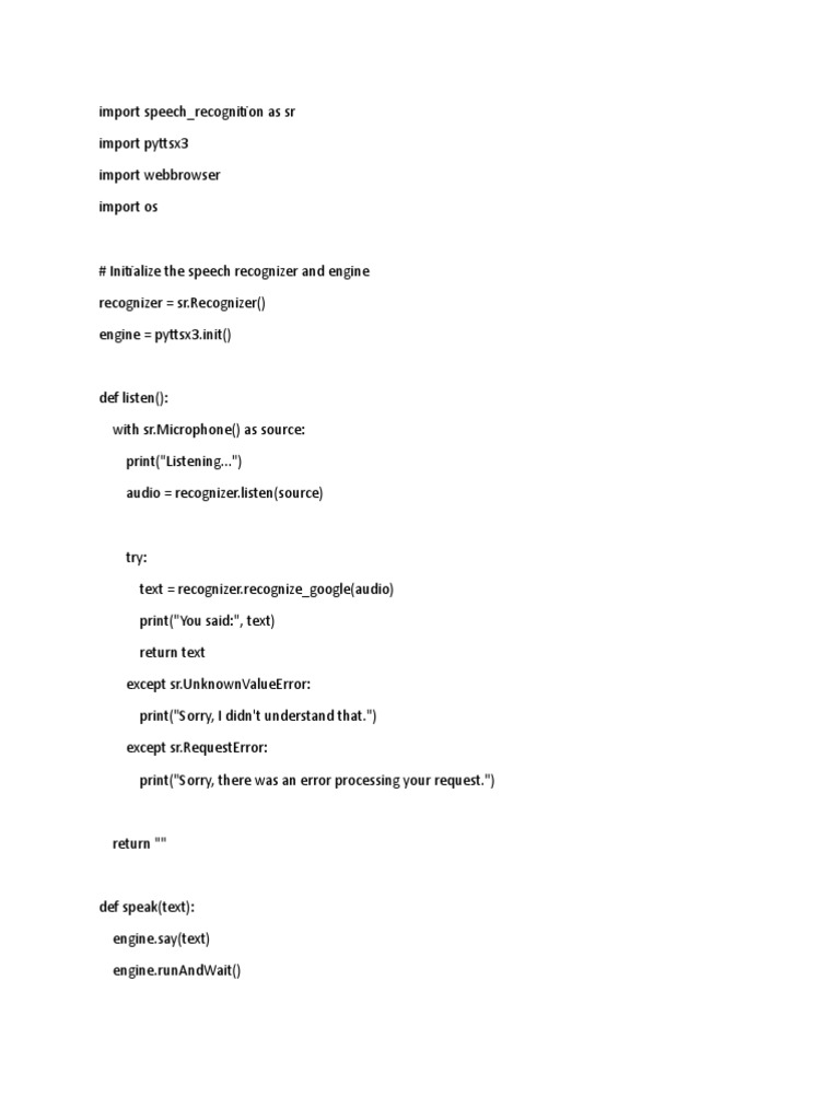 Voice Command Assistant Script | PDF | Computers