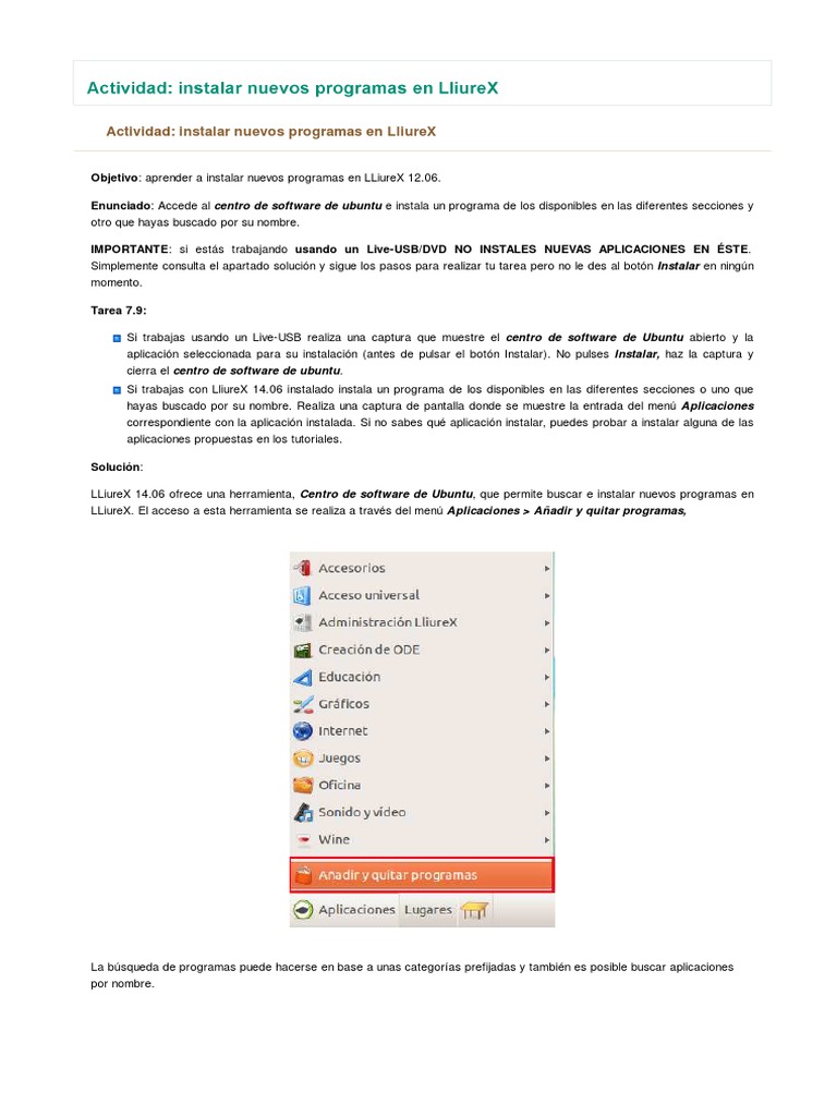 Nuevos Programas en LliureX | PDF