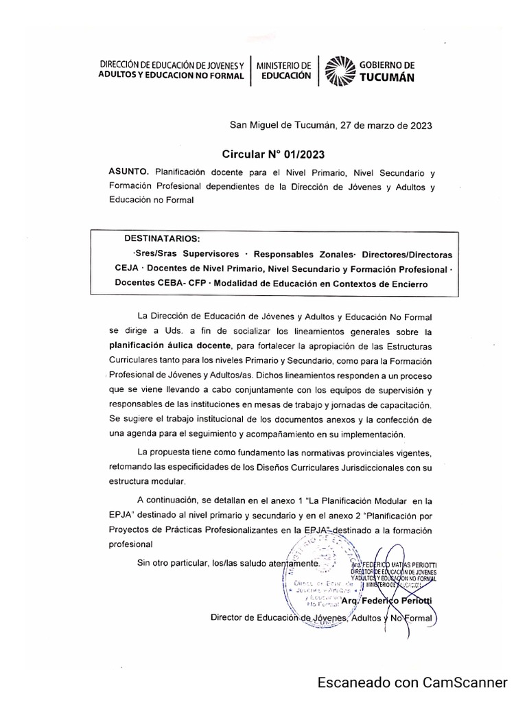 Circular N1 23 | PDF | Evaluación | Enseñando