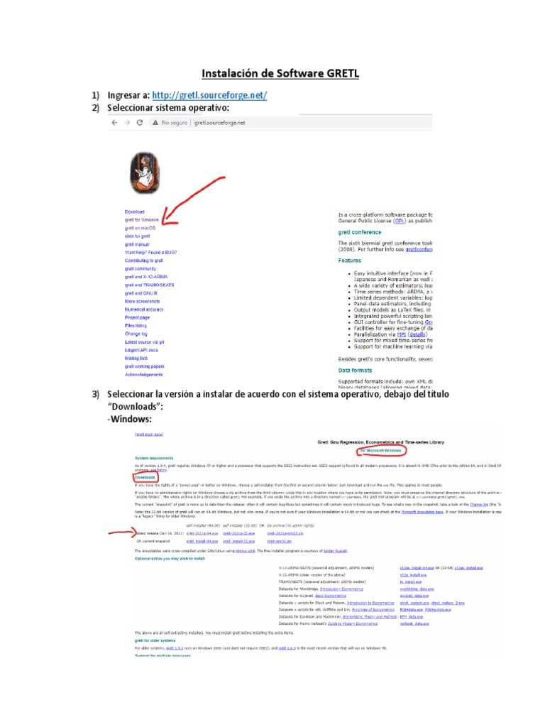 Instalación de Software GRETL | PDF