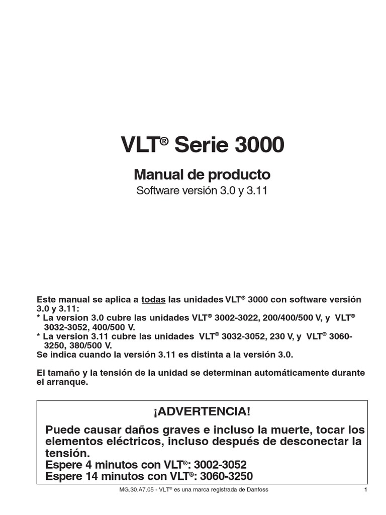 VLT Serie 3000: Manual de Producto | PDF | Inversor de energia ...