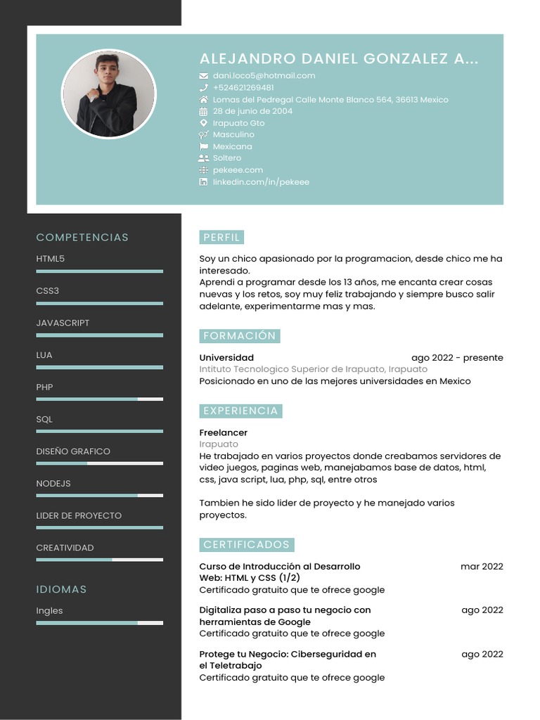 CV Alejandro Daniel Gonzalez Acosta | PDF