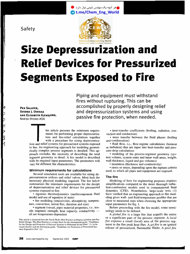 Size Depressurization and Relief Devices For Pressurized Segments | PDF
