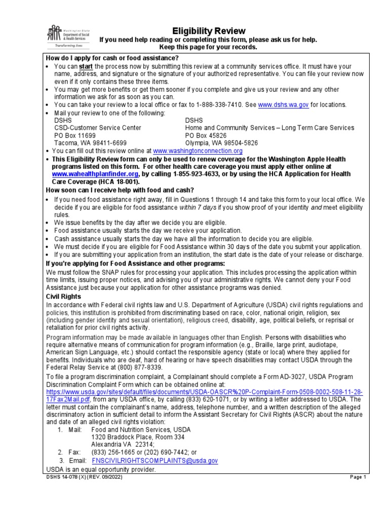 Eligibility Review: WWW - Dshs.wa - Gov | PDF | Voter Registration ...