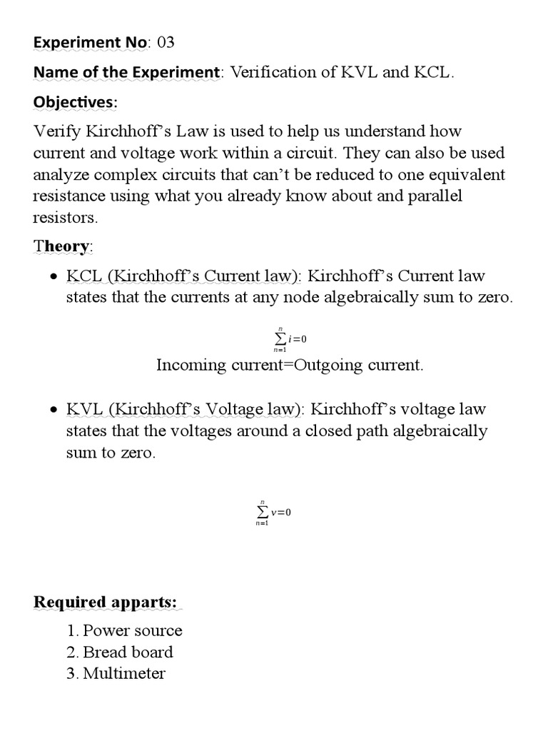 KCL & KVL | PDF | Science & Mathematics