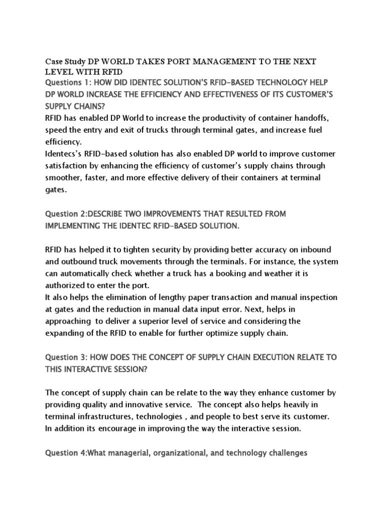 Case Study DP WORLD TAKES PORT MANAGEMENT TO THE NEXT LEVEL WITH RFID ...