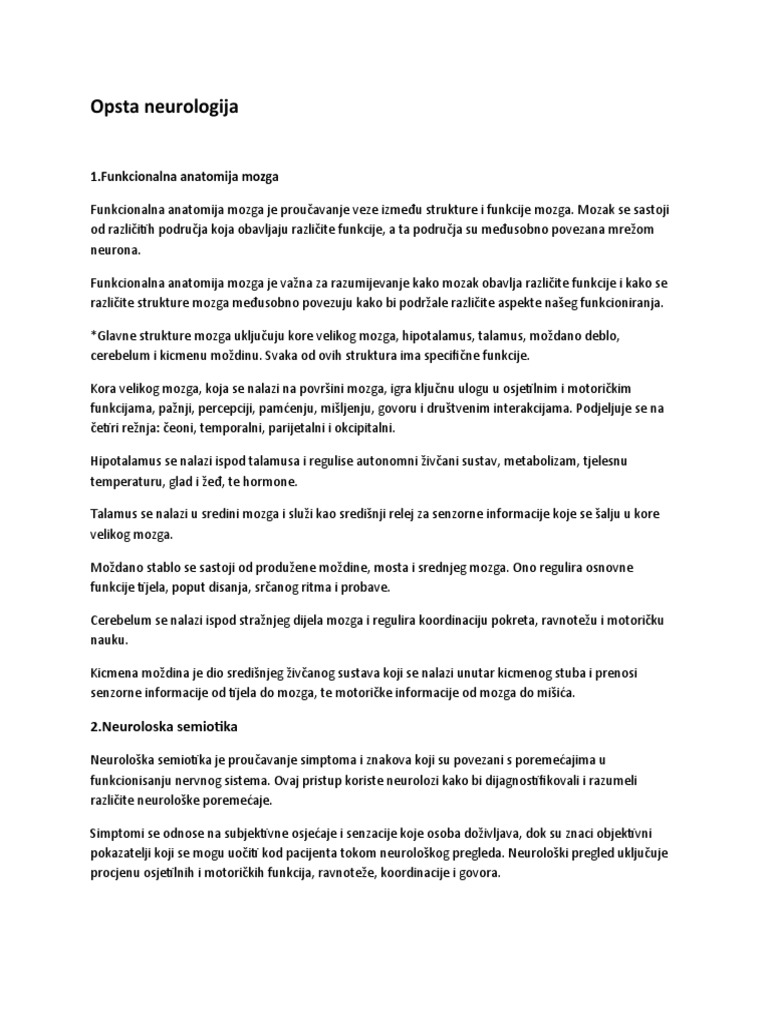 Opsta Neurologija | PDF