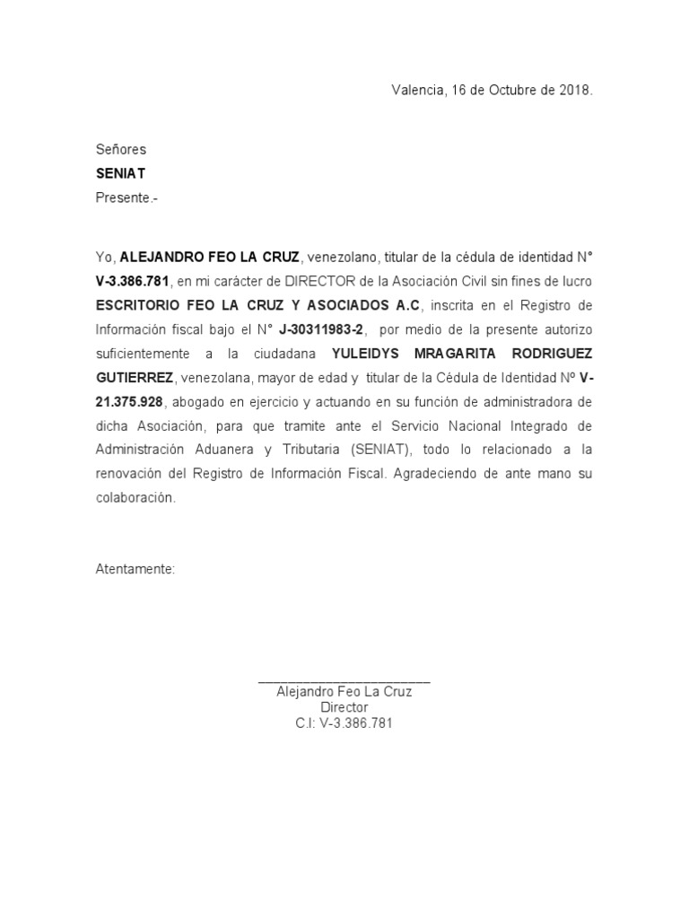 Autorizacion Rif | PDF