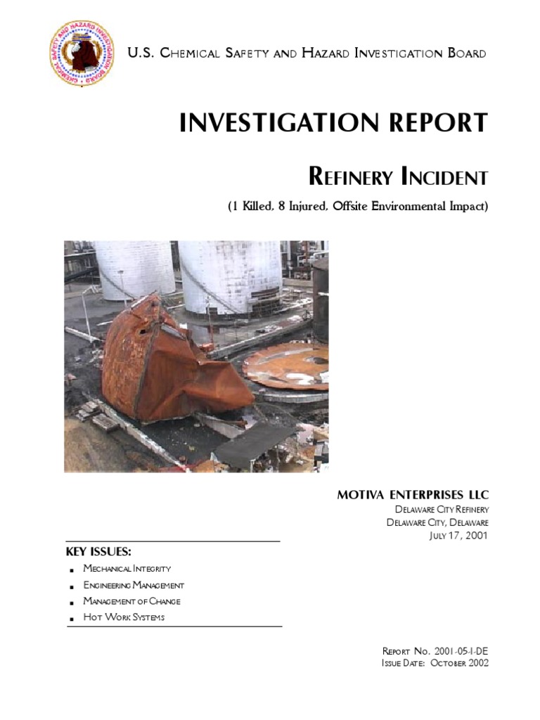 Explosion TK H2SO4 - Refineria Motiva - 2001 | PDF