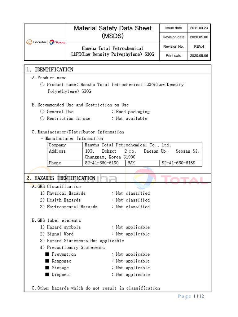 530G MSDS EN Rev.4 | PDF