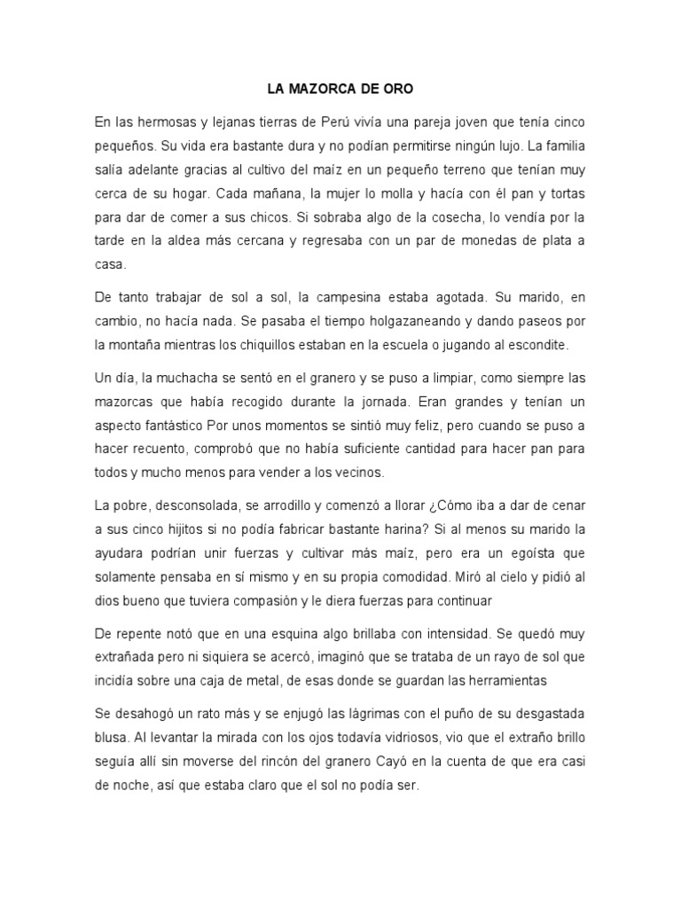 La leyenda de la mazorca de oro | PDF | Maíz
