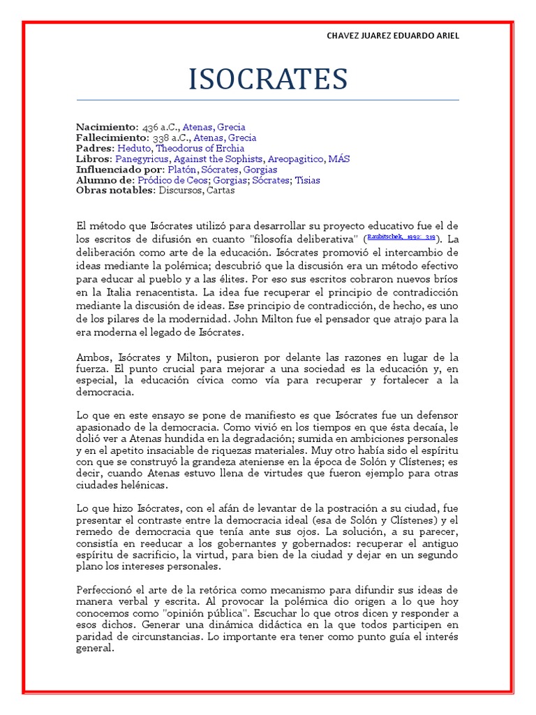 ISOCRATES | PDF | Filosofía