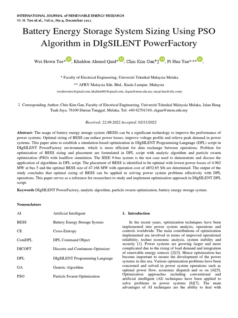 Battery Energy Storage System Sizing Usi | PDF | Mathematical ...