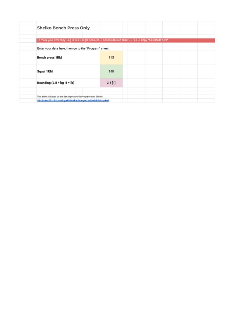 Sheiko Bench Press Only Program (KG - LB) | PDF
