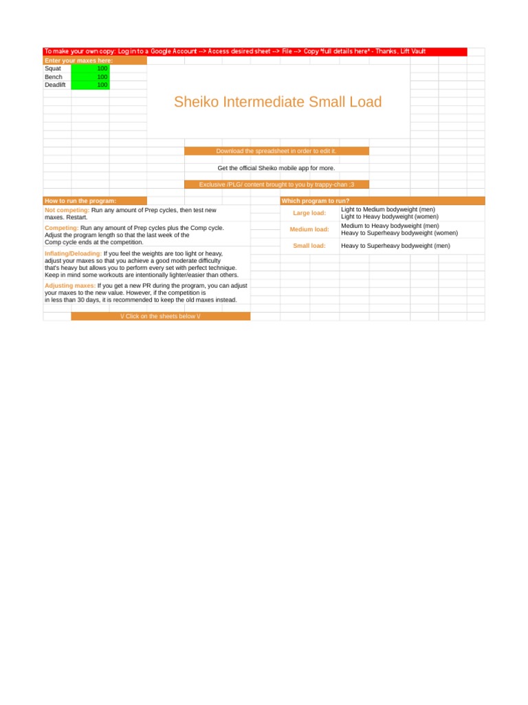 Sheiko Intermediate Small Load | PDF | Athletic Sports | Individual Sports