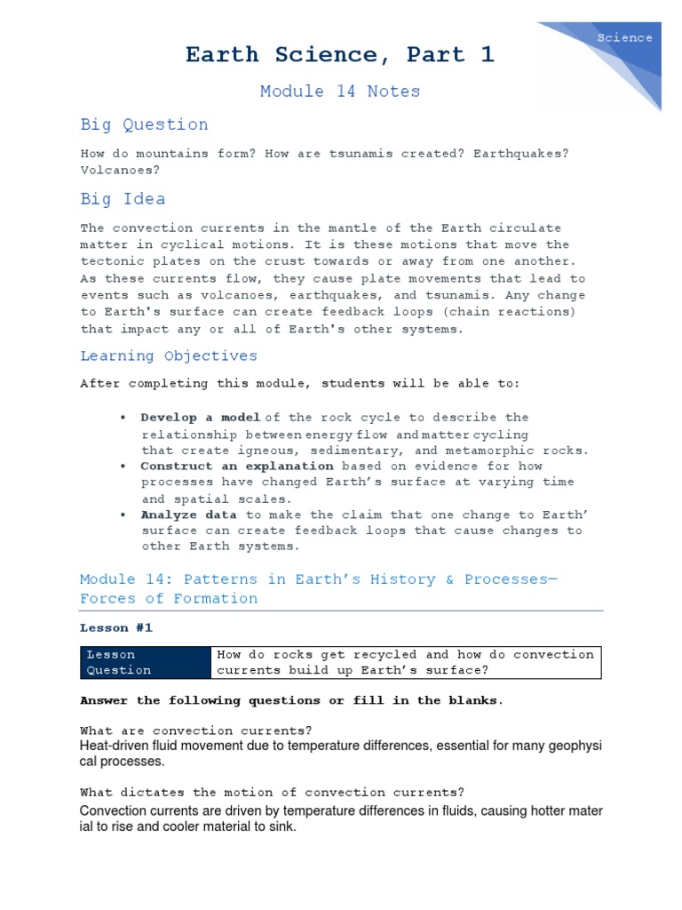 EARTH-041 Module 14 Fillable | PDF | Plate Tectonics | Fault (Geology)