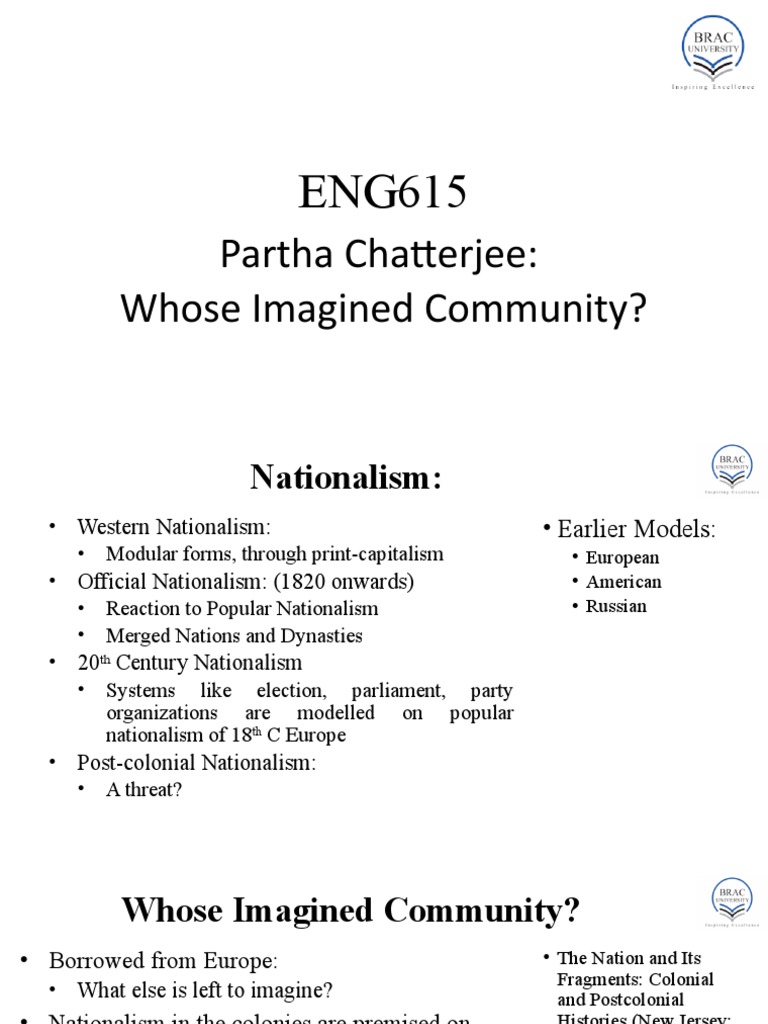 ENG615 W1L1 Partha Chatterjee Whose Imagined Community Spring 2023 | PDF | Nationalism ...