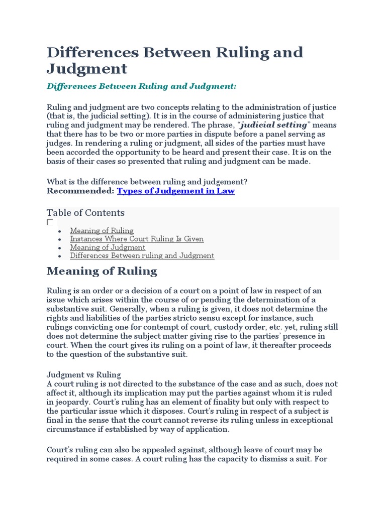 Differences Between Ruling and Judgment | PDF | Judgment (Law) | Lawsuit