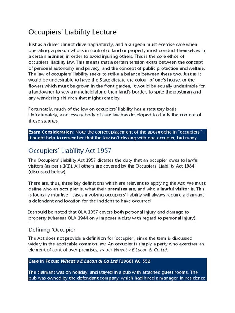 Occupiers Liability | PDF