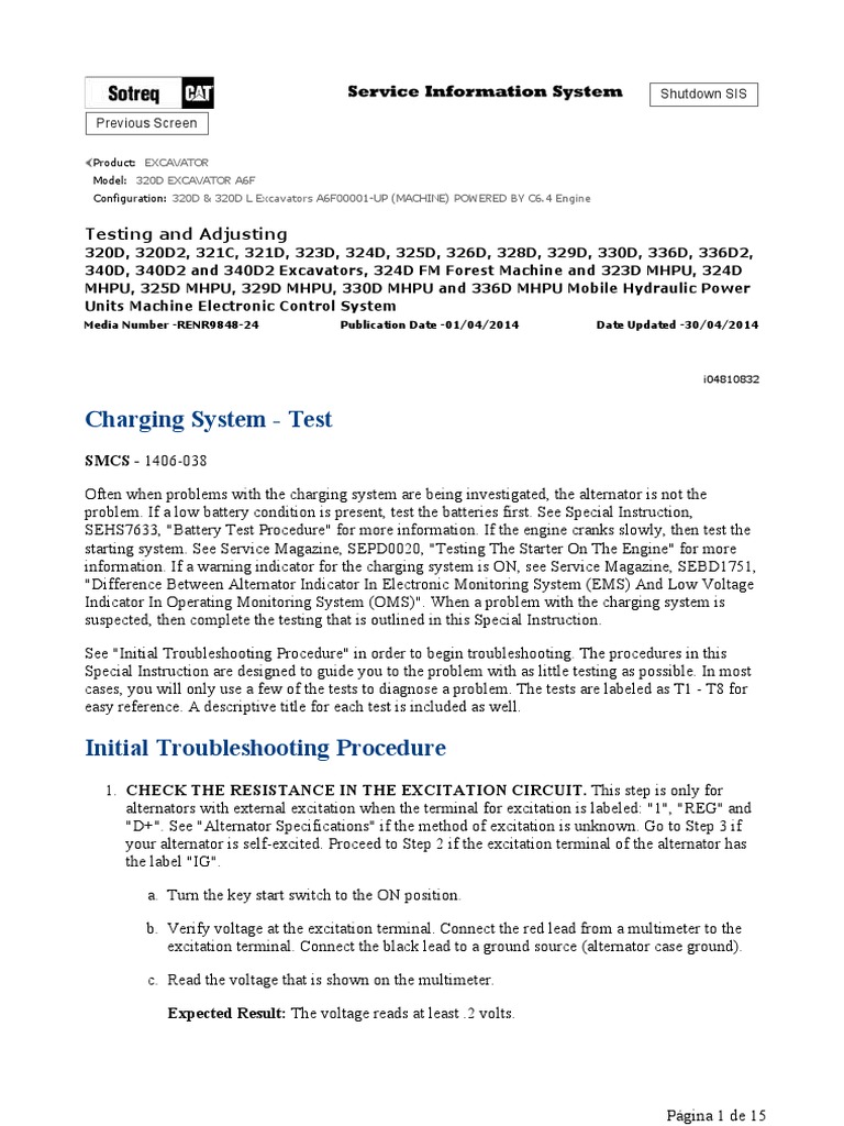Charging System - Test 320D L | PDF