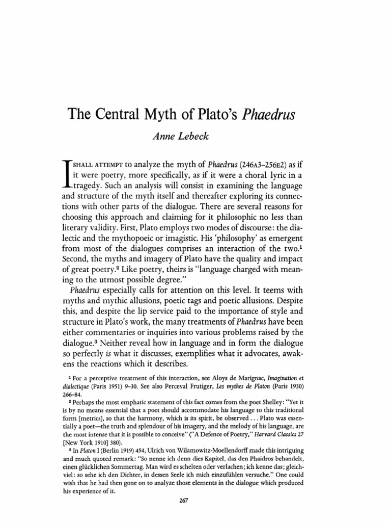 Lebeck, The Central Myth of Plato's Phaedrus | PDF